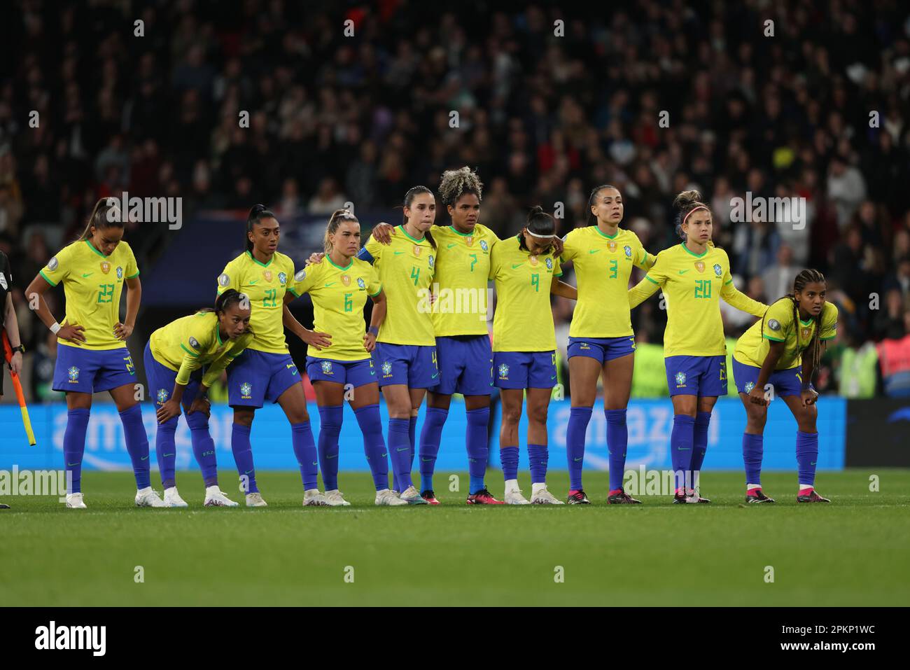 Brazil during the penalty shoot-out at the England v Brazil UEFA Women ...