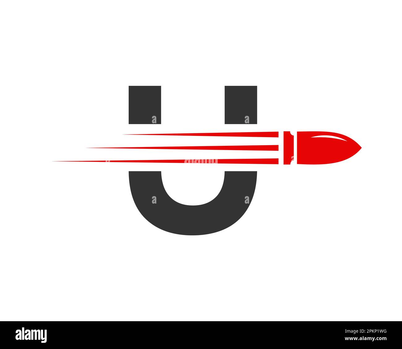 Letter U Shooting Bullet Logo With Concept Weapon For Safety and ...