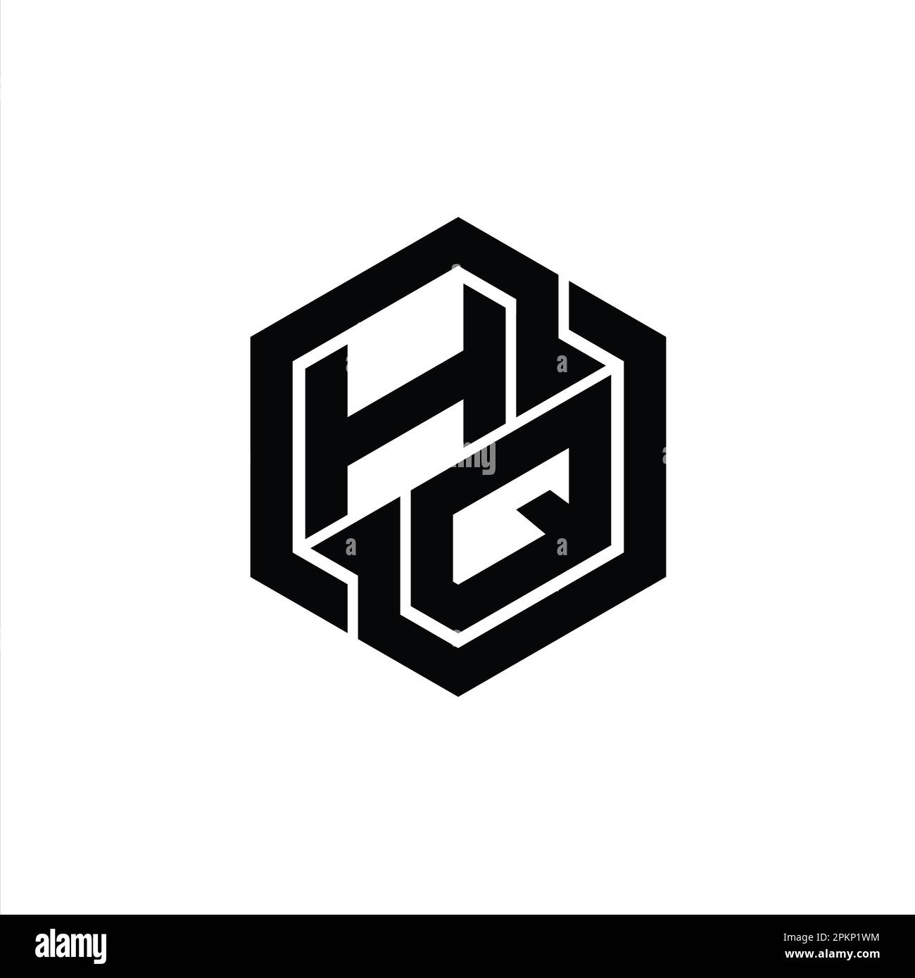 HQ Logo monogram gaming with hexagon geometric shape design template ...