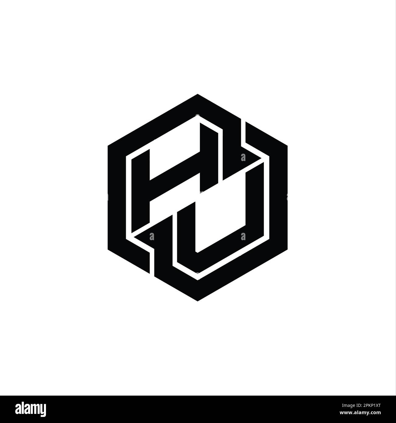 HU Logo monogram gaming with hexagon geometric shape design template Stock Photo - Alamy