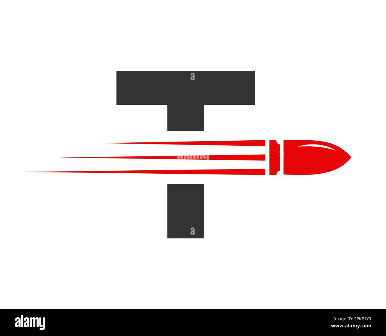 Letter T Shooting Bullet Logo With Concept Weapon For Safety and ...