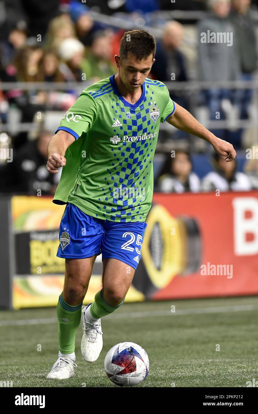 April 08, 2023: Seattle Sounders defender Jackson Ragen (25) during the ...
