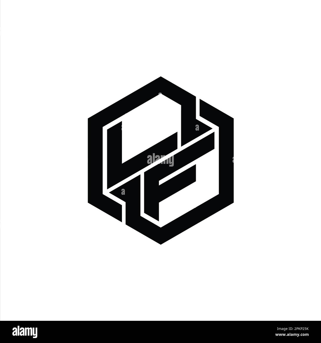 LF Logo monogram gaming with hexagon geometric shape design template ...