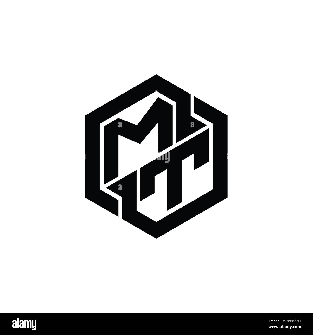 MT Logo monogram gaming with hexagon geometric shape design template ...