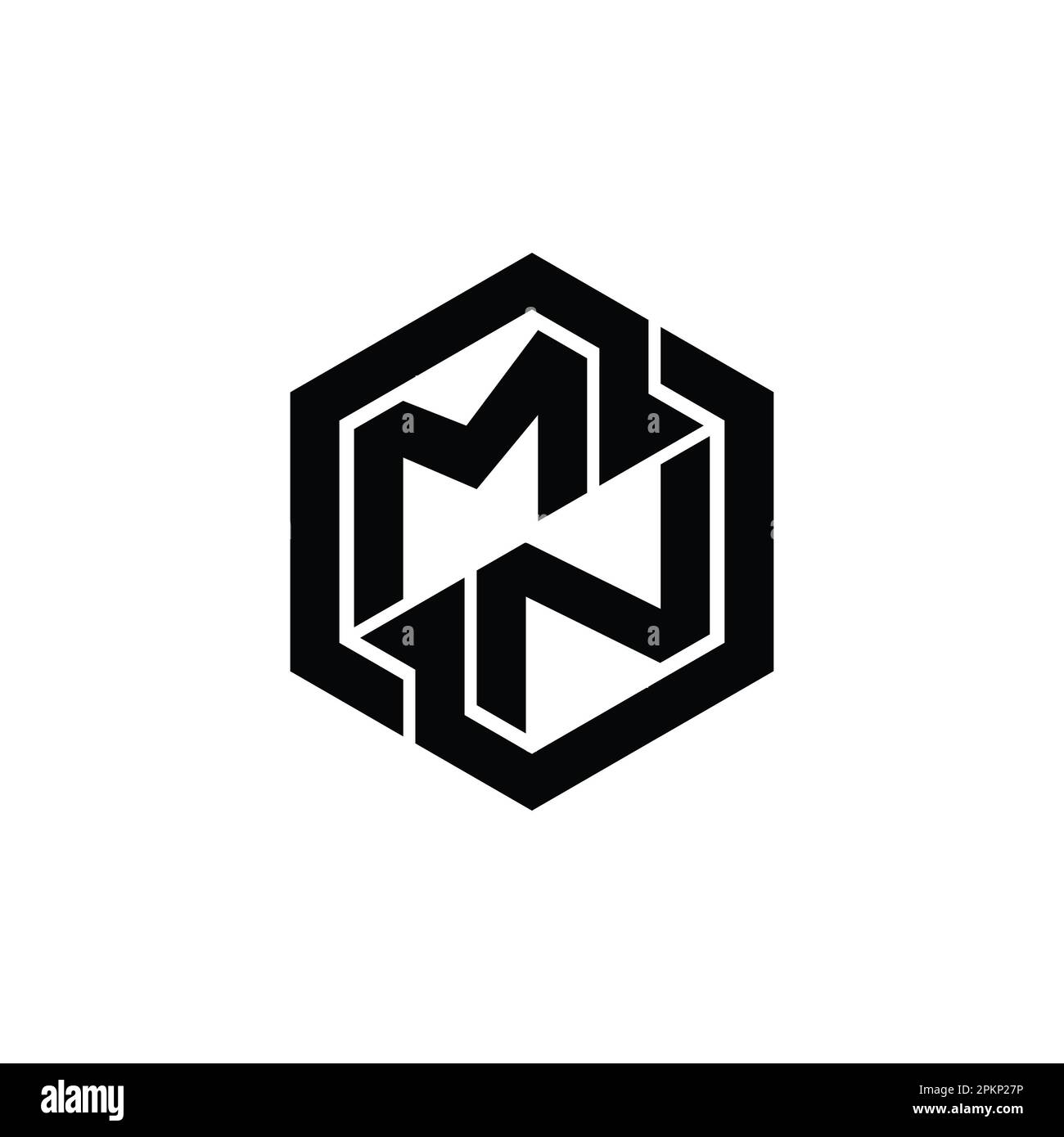 MN Logo monogram gaming with hexagon geometric shape design template ...