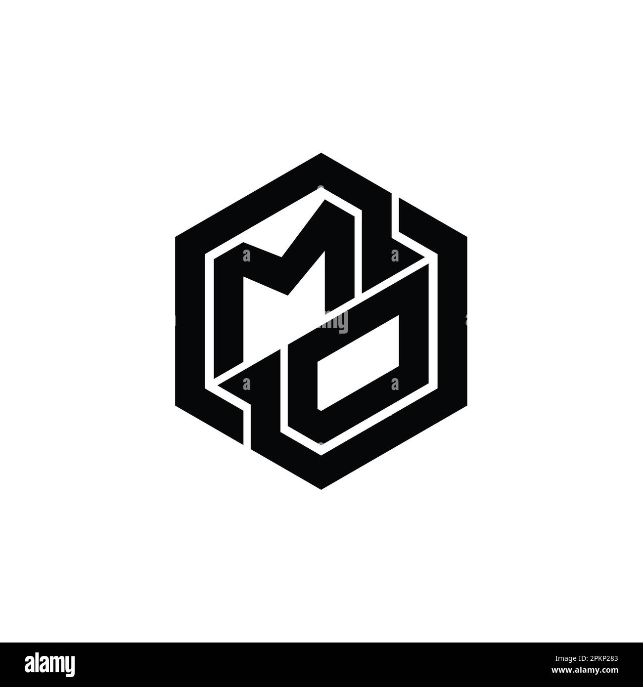 MO Logo monogram gaming with hexagon geometric shape design template ...