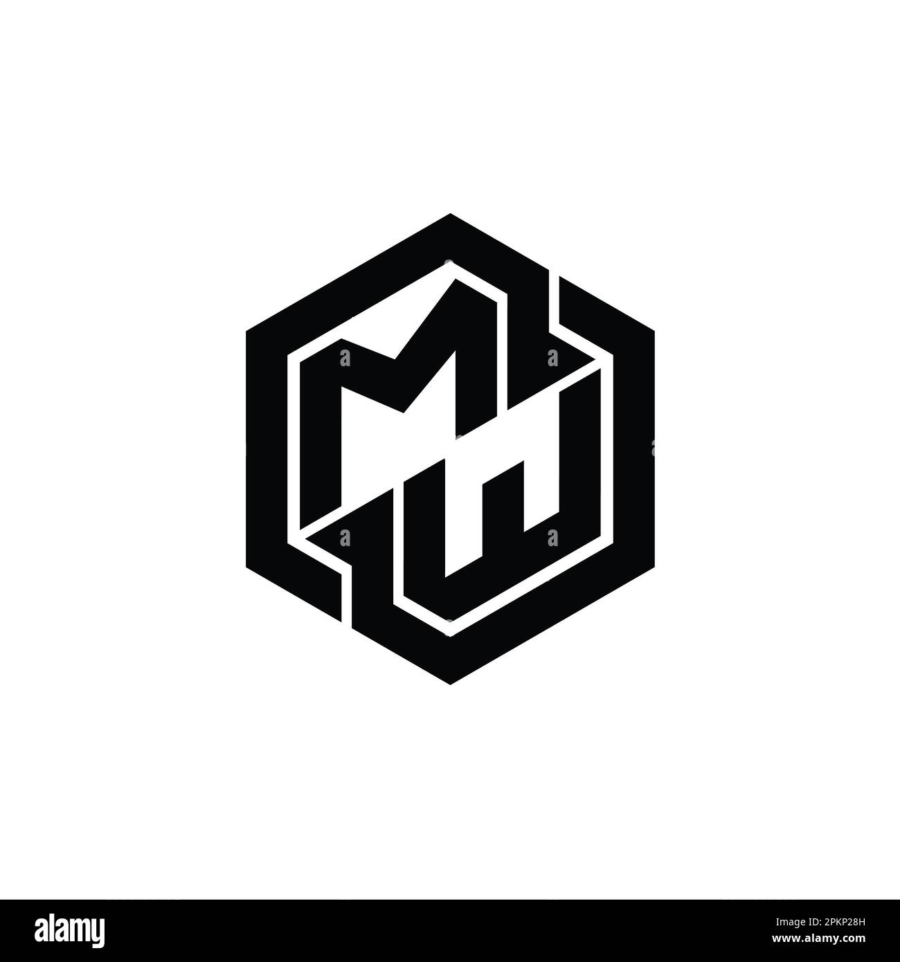 MW Logo monogram gaming with hexagon geometric shape design template ...