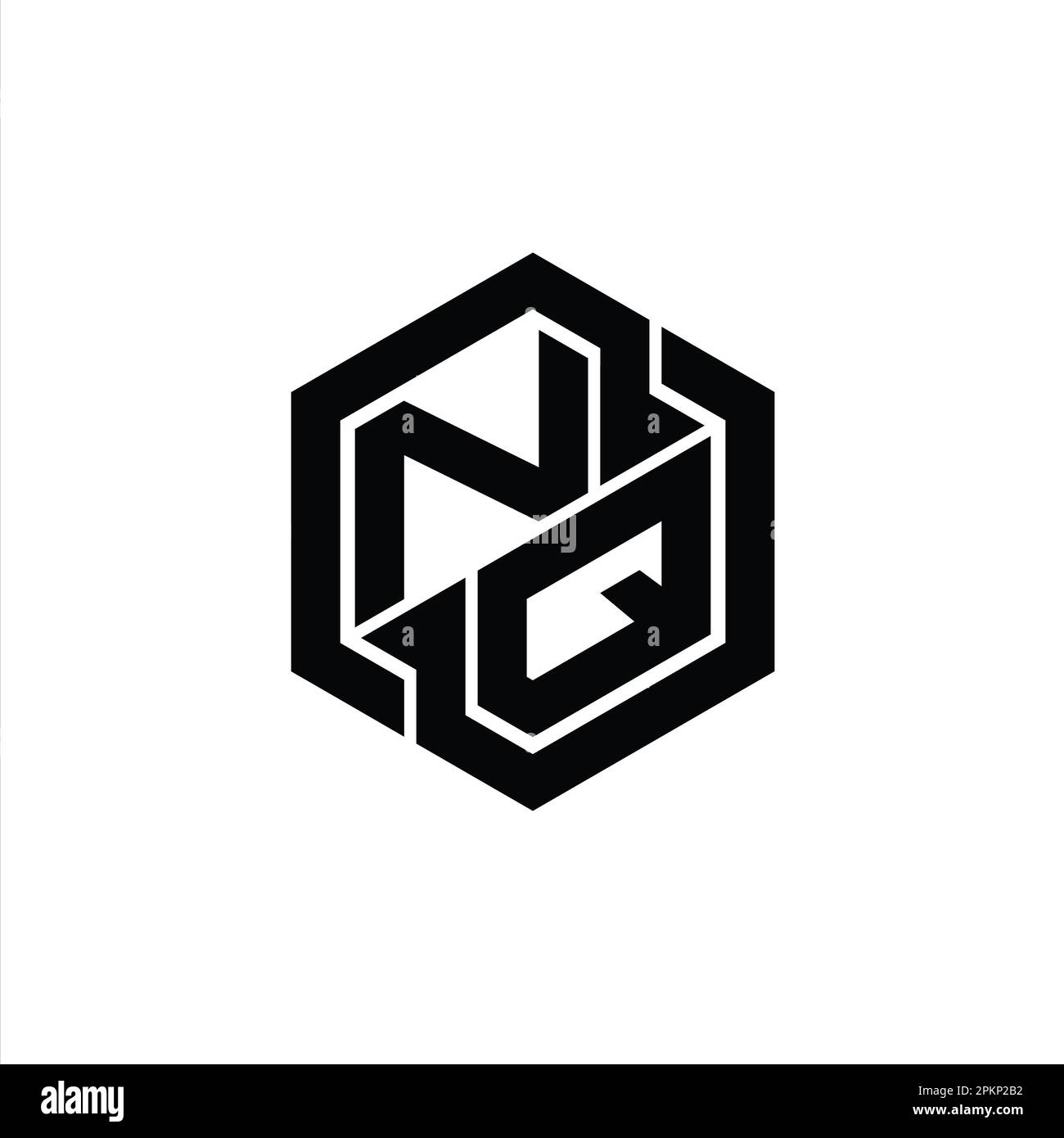 NQ Logo monogram gaming with hexagon geometric shape design template ...