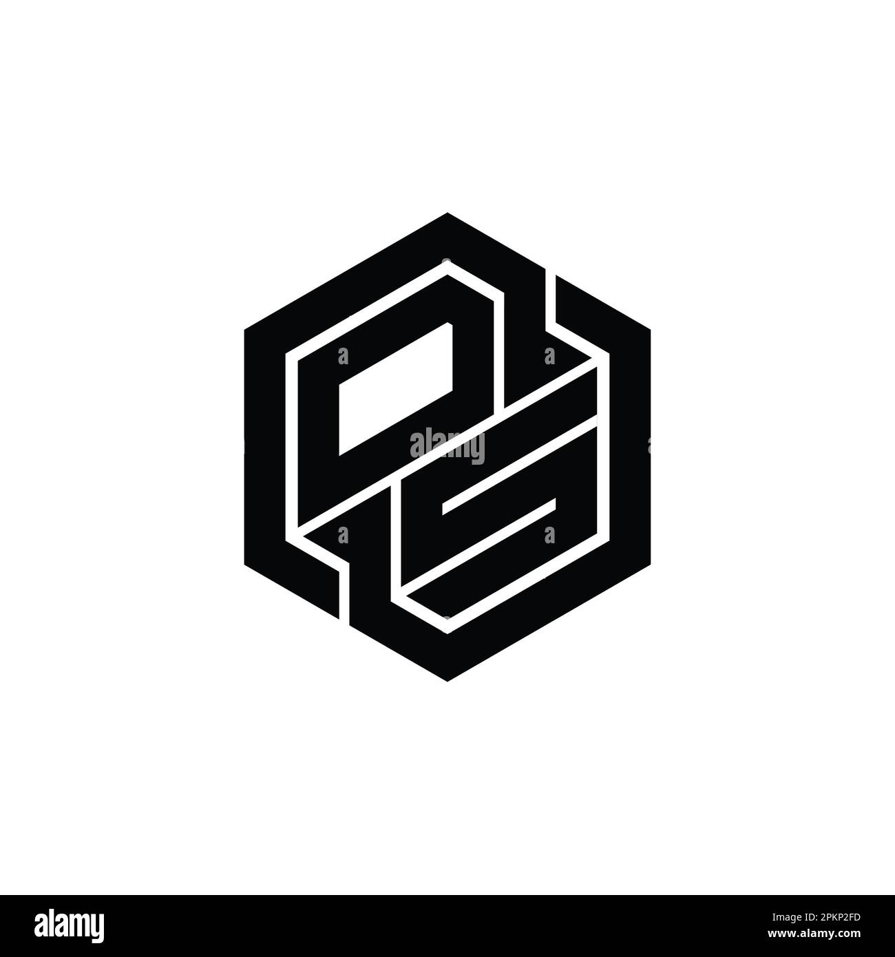OS Logo monogram gaming with hexagon geometric shape design template ...