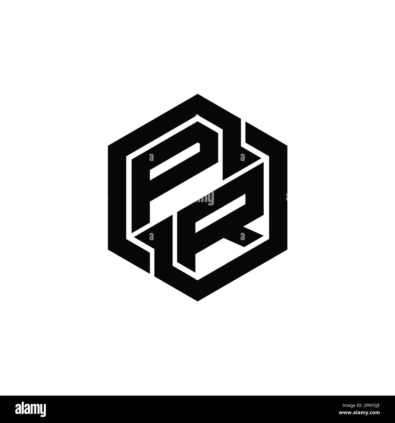 PR Logo monogram gaming with hexagon geometric shape design template ...