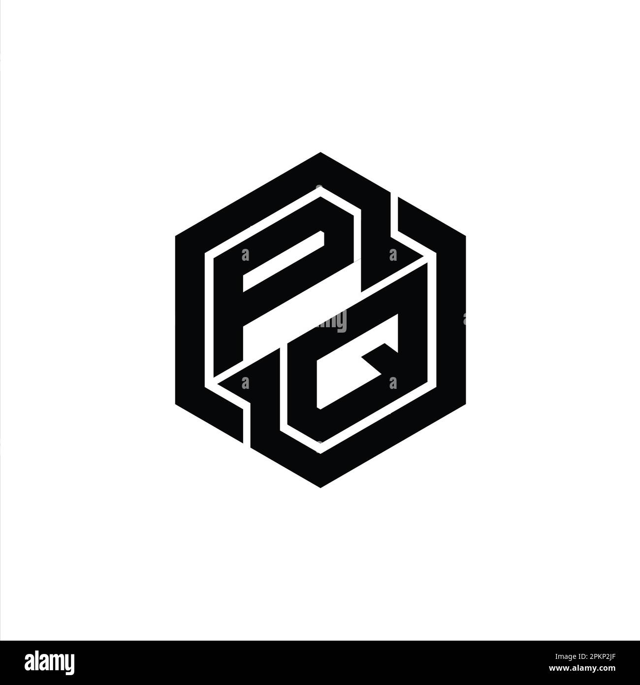 PQ Logo monogram gaming with hexagon geometric shape design template ...