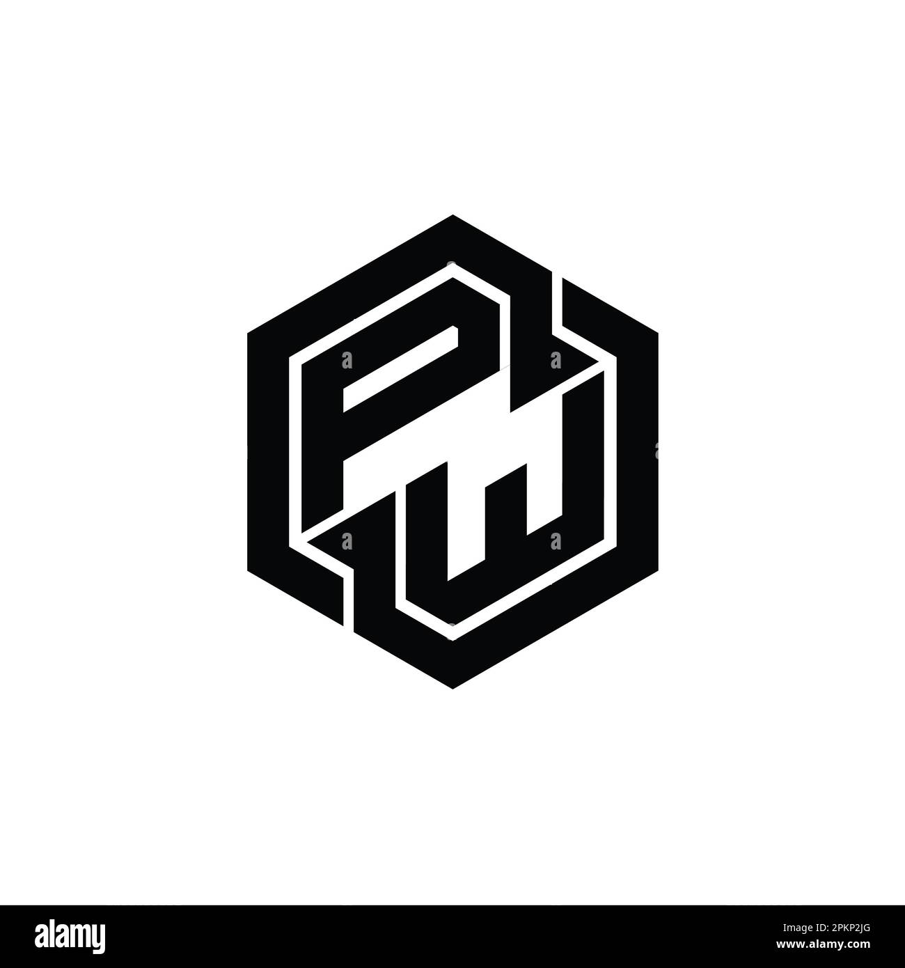 PW Logo monogram gaming with hexagon geometric shape design template ...