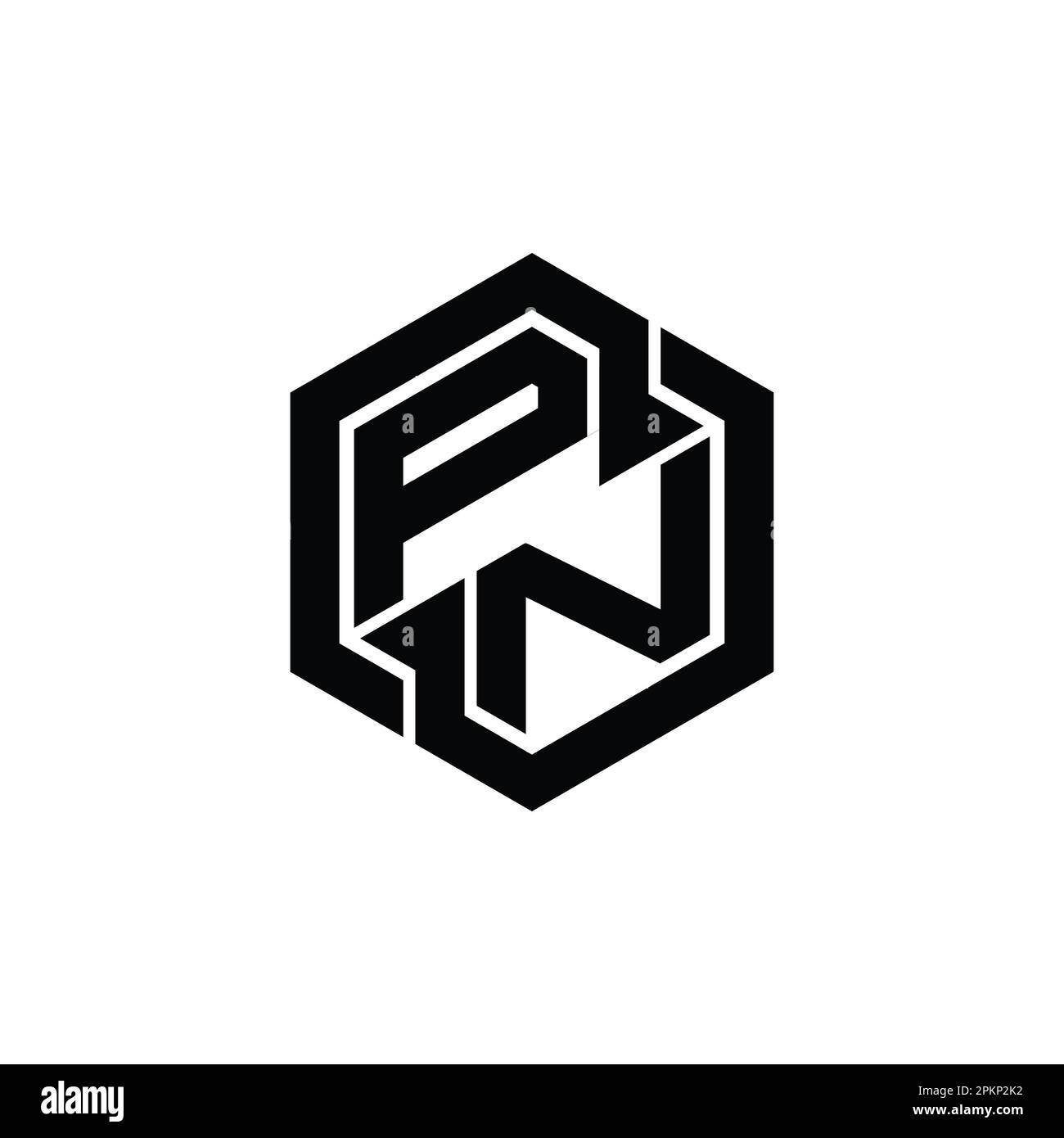 PN Logo monogram gaming with hexagon geometric shape design template ...