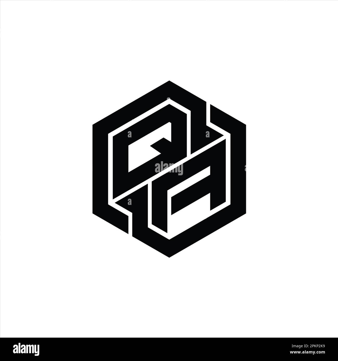 QA Logo monogram gaming with hexagon geometric shape design template Stock Photo - Alamy