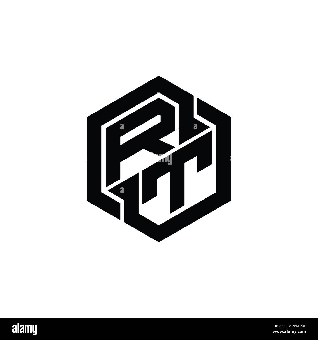 RT Logo monogram gaming with hexagon geometric shape design template Stock Photo - Alamy