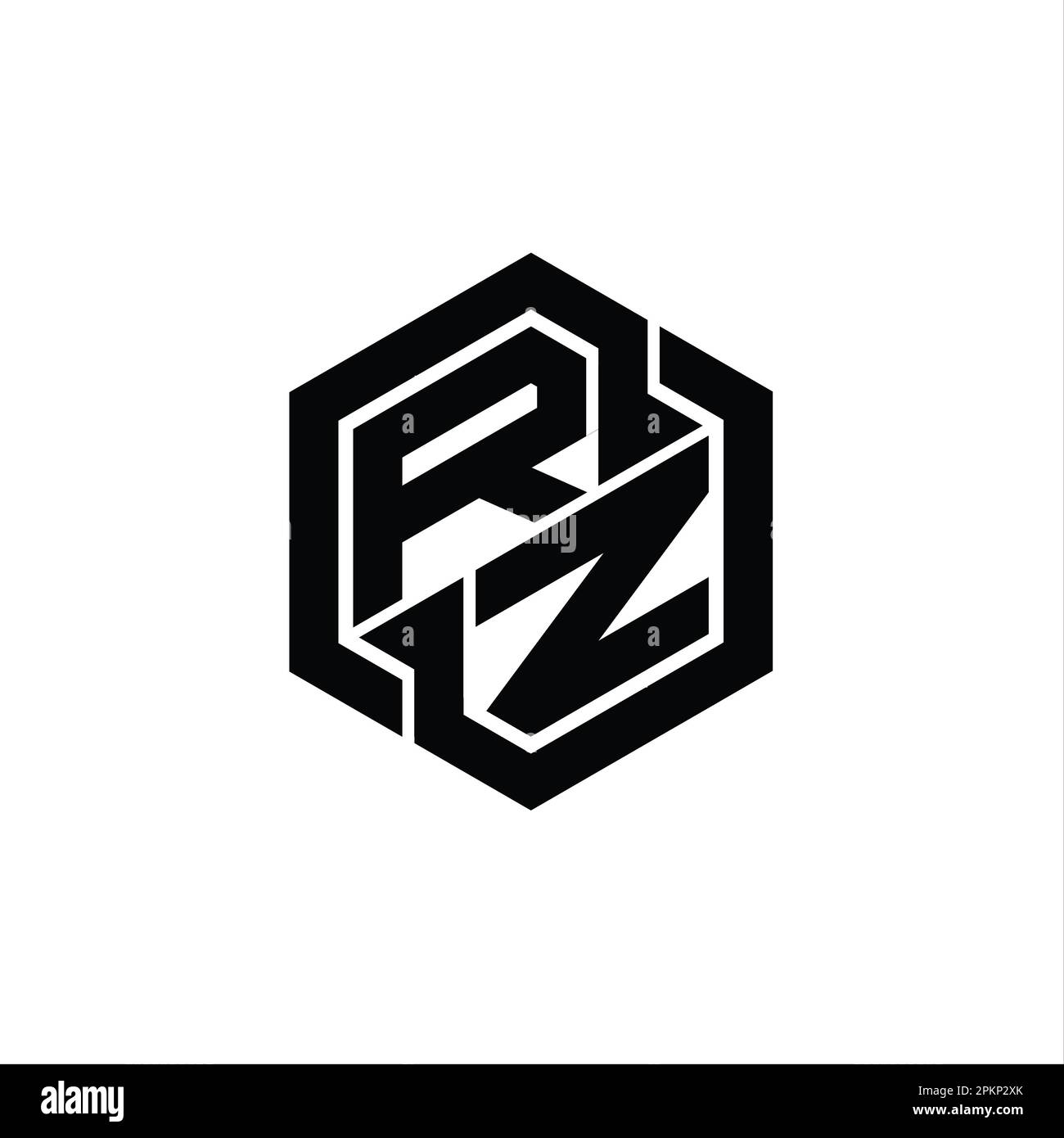 RZ Logo monogram gaming with hexagon geometric shape design template ...