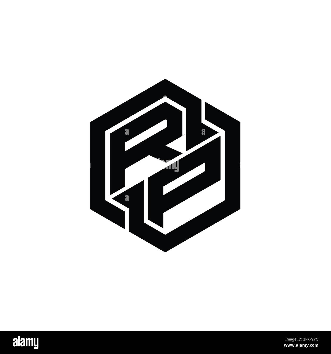 RP Logo monogram gaming with hexagon geometric shape design template ...