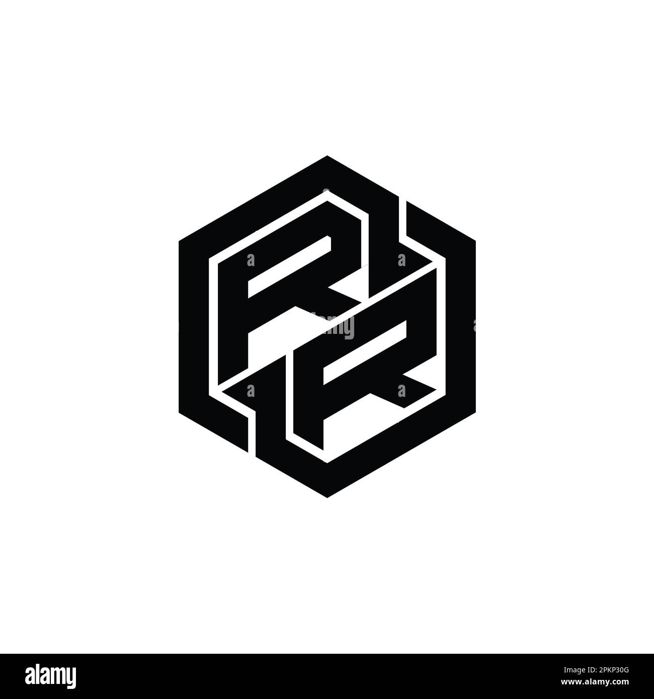RR Logo monogram gaming with hexagon geometric shape design template ...