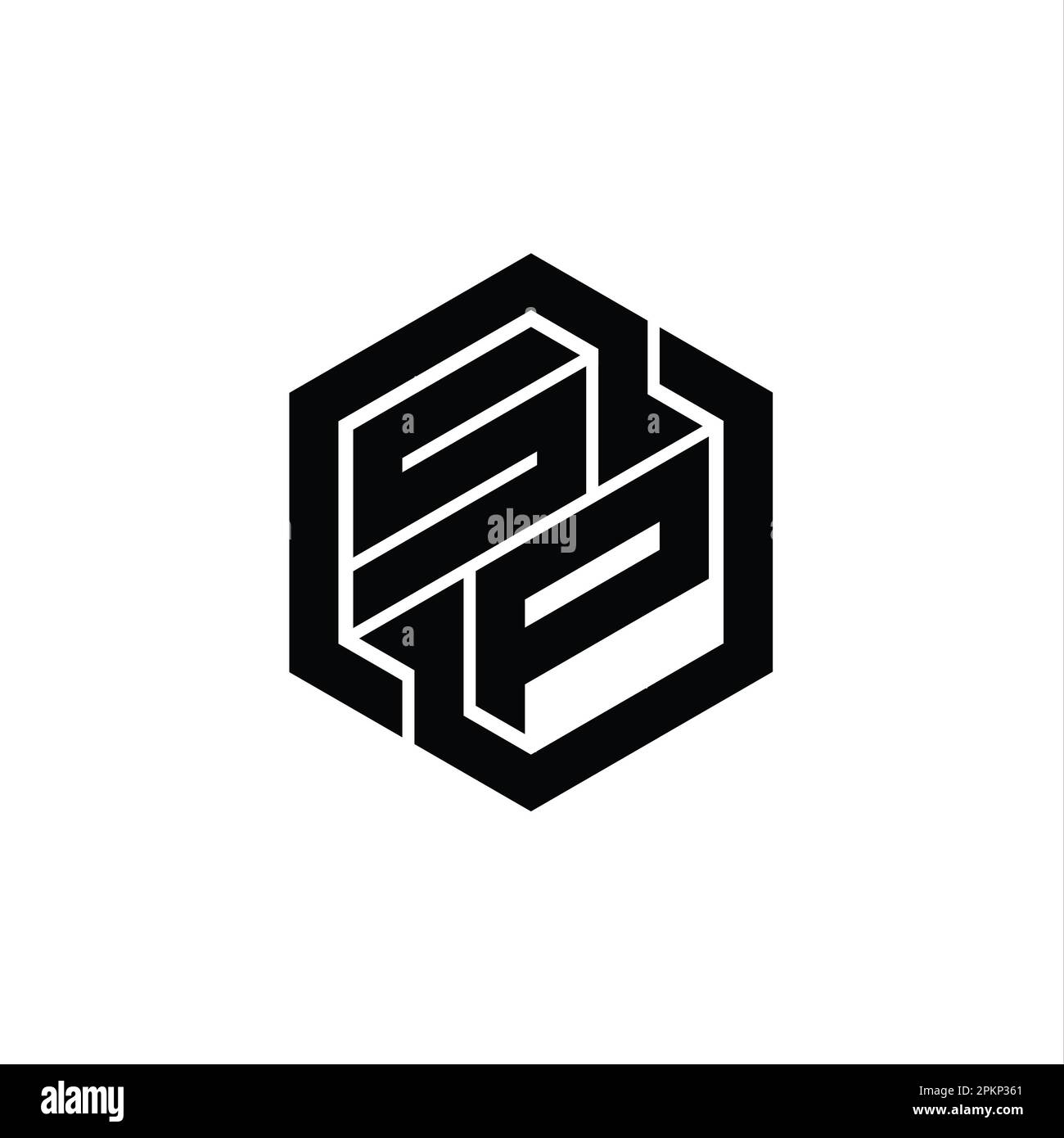 SP Logo monogram gaming with hexagon geometric shape design template ...