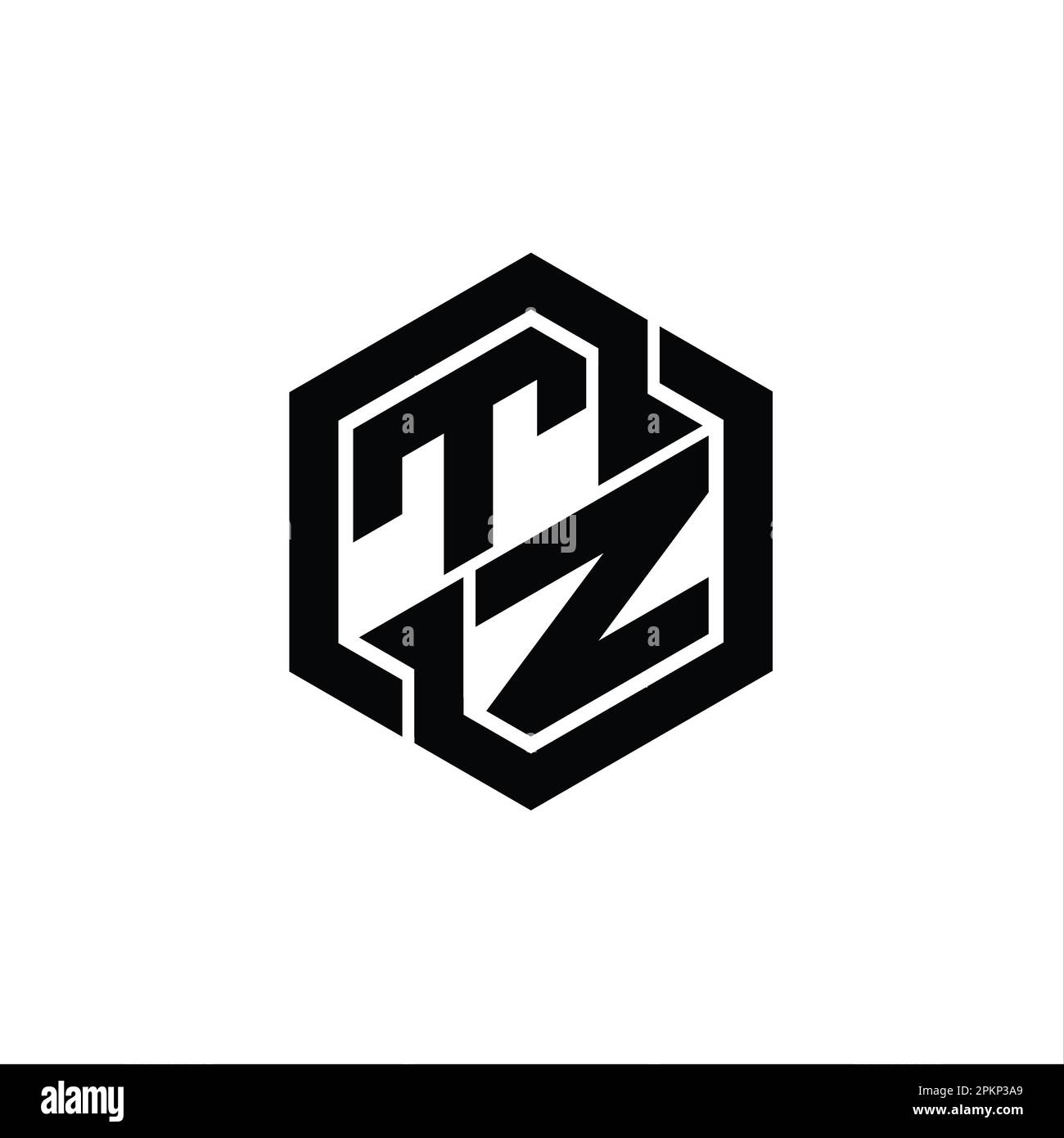 TZ Logo monogram gaming with hexagon geometric shape design template Stock Photo - Alamy