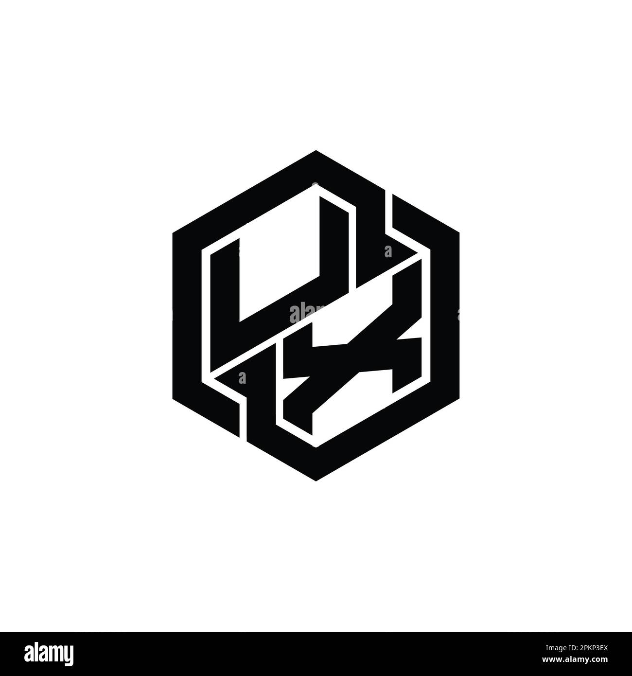 UX Logo monogram gaming with hexagon geometric shape design template ...