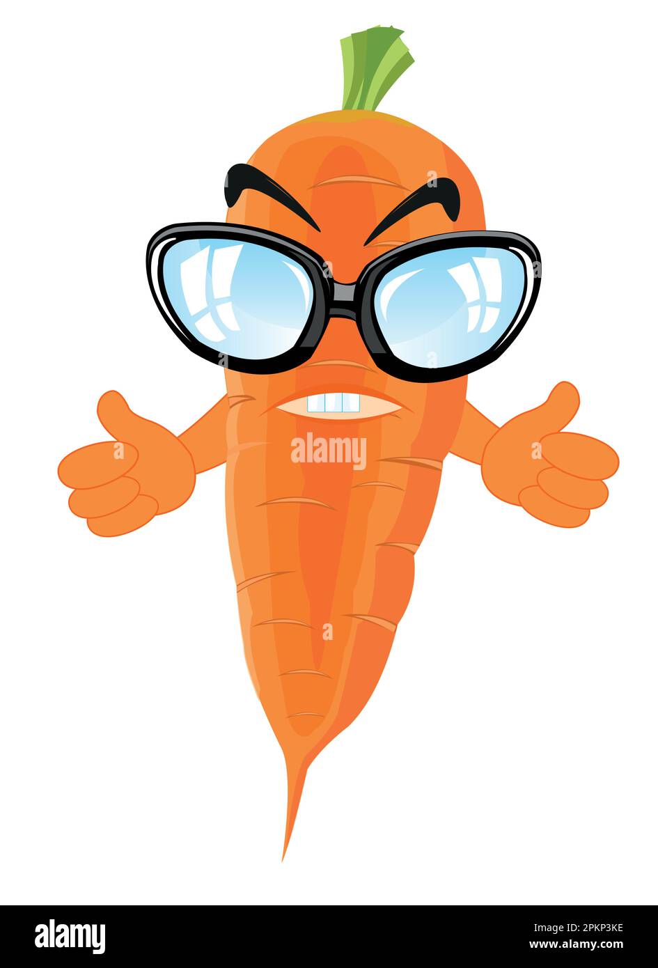 Vector illustration of the cartoon of the vegetable carrot bespectacled ...
