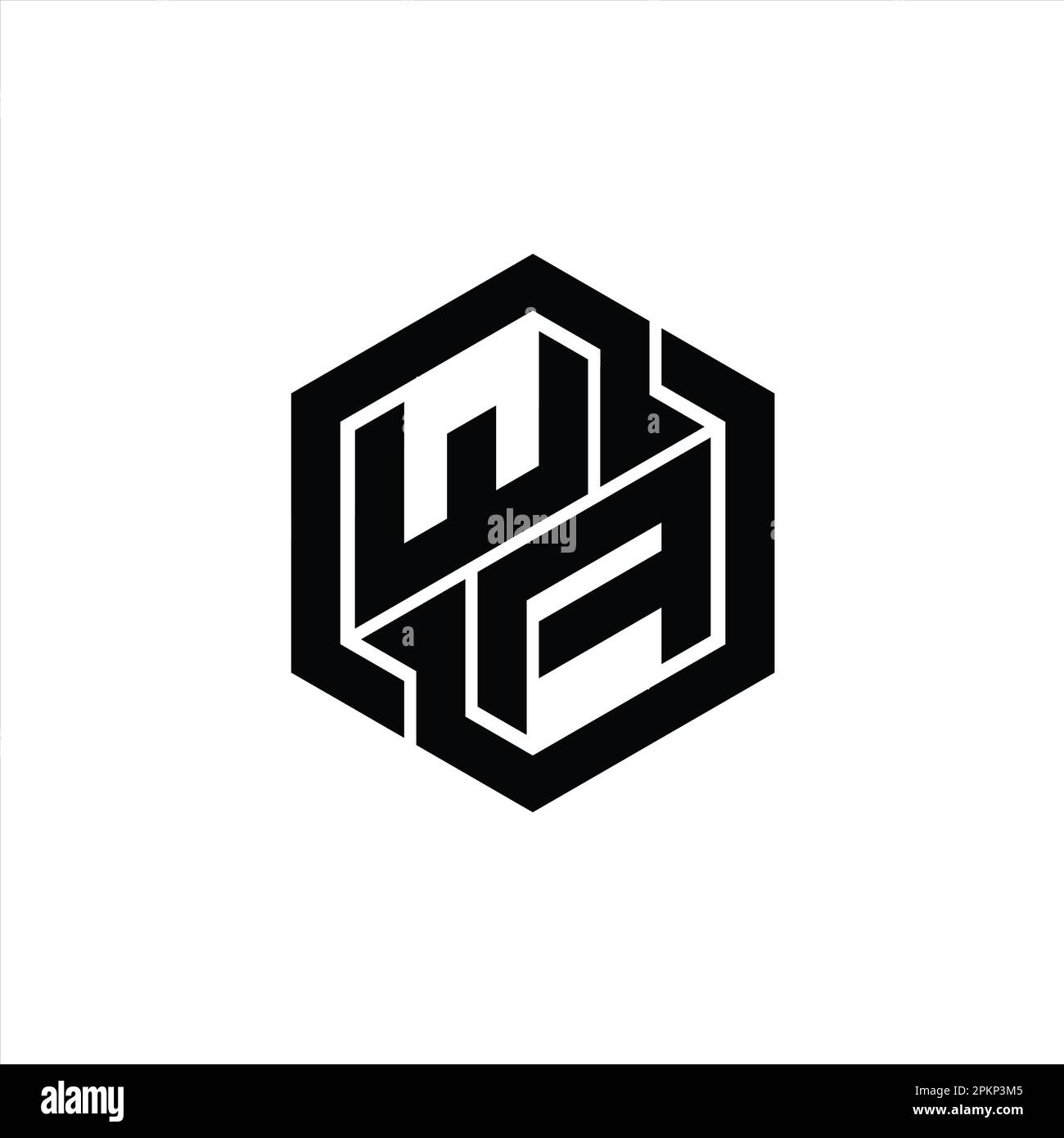 WA Logo monogram gaming with hexagon geometric shape design template ...