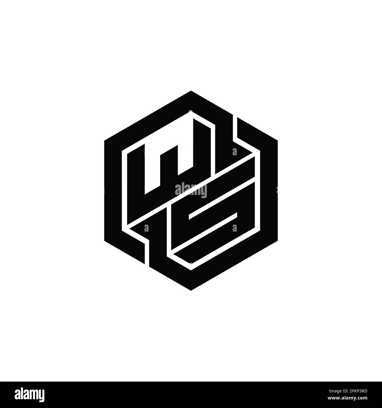 WS Logo monogram gaming with hexagon geometric shape design template ...