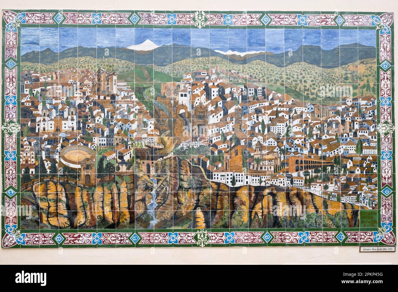 Tiled picture with city view, Ronda, Andalusia, Spain, Europe Stock ...