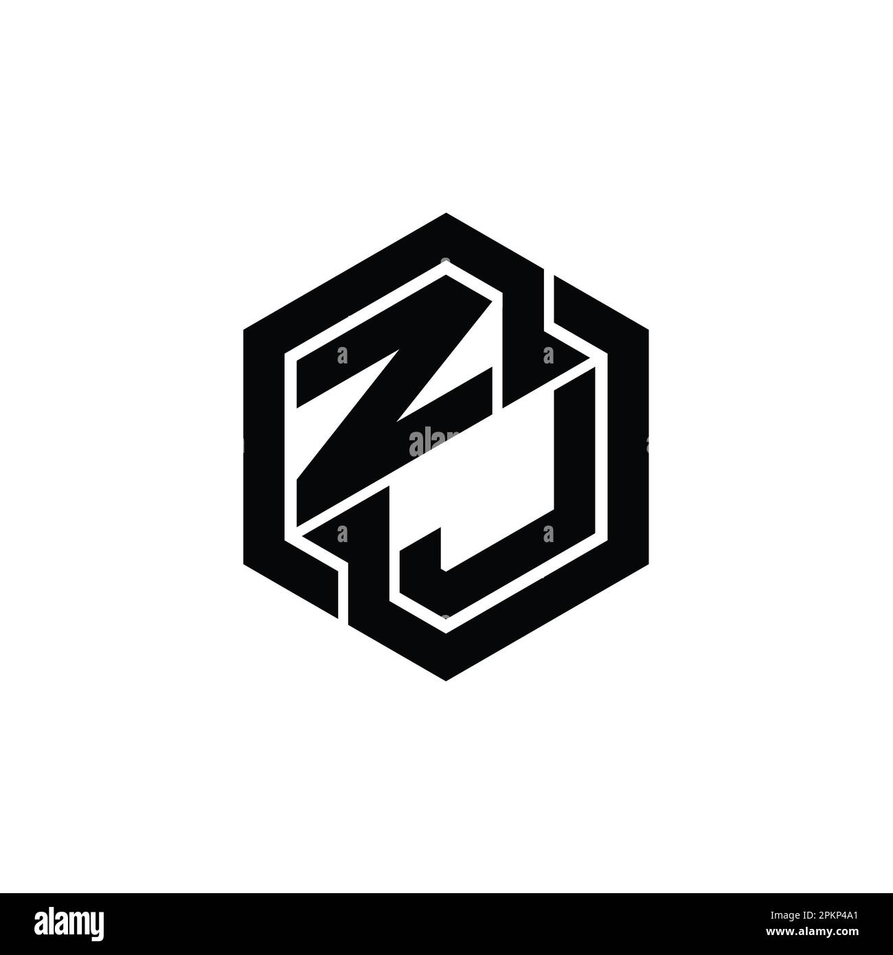 ZJ Logo monogram gaming with hexagon geometric shape design template ...