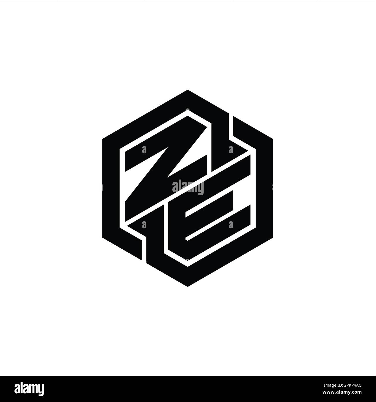 ZE Logo monogram gaming with hexagon geometric shape design template ...