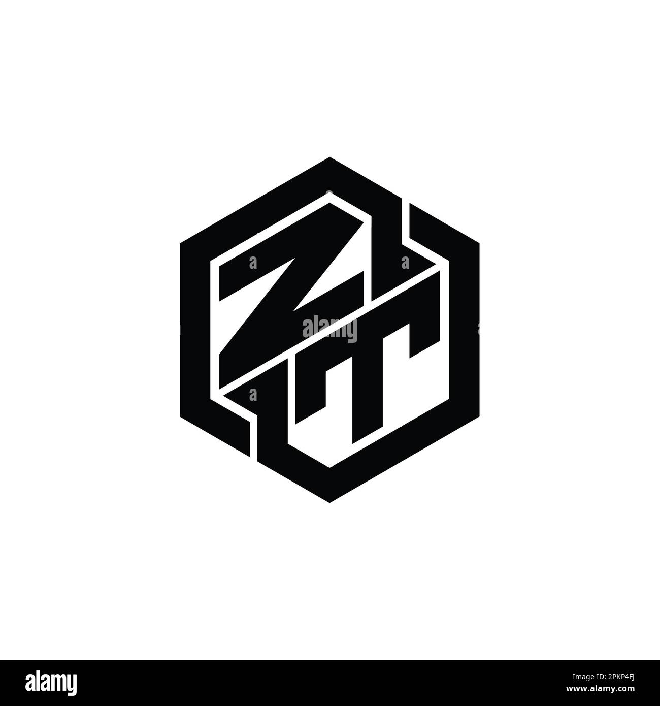 ZT Logo monogram gaming with hexagon geometric shape design template Stock Photo - Alamy