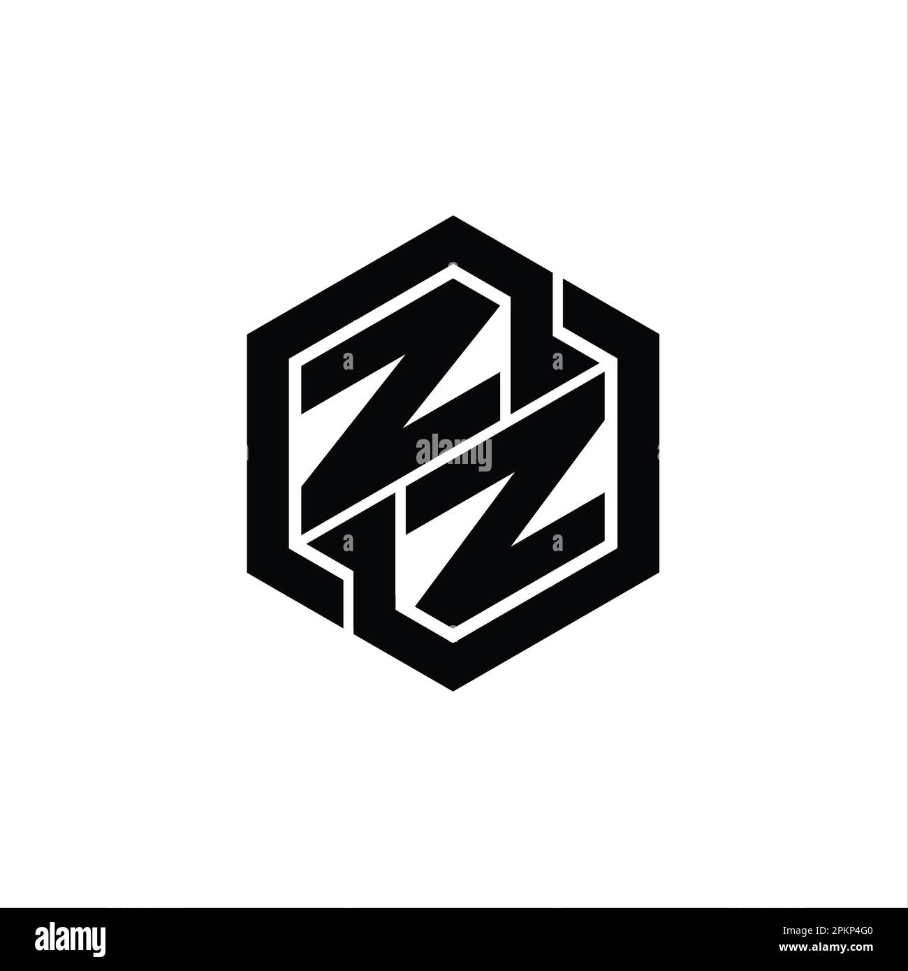 ZZ Logo monogram gaming with hexagon geometric shape design template ...