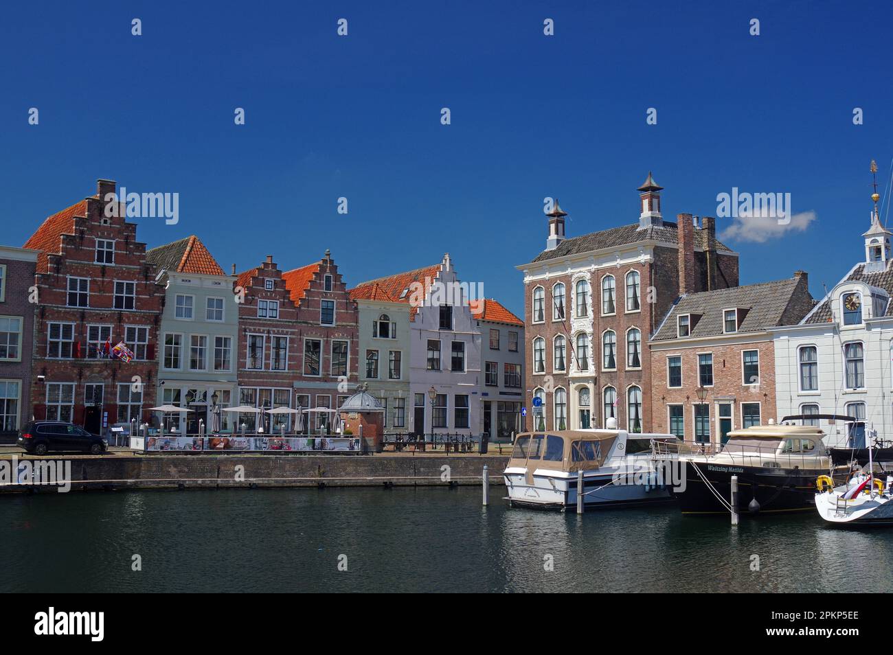 Small harbour and typical Dutch architecture, Goes, Zeeland ...