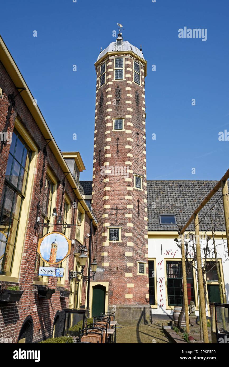 Courtyard, Holland, Van Sonoy, historic building, tower, restaurant, Alkmaar, North Holland ...
