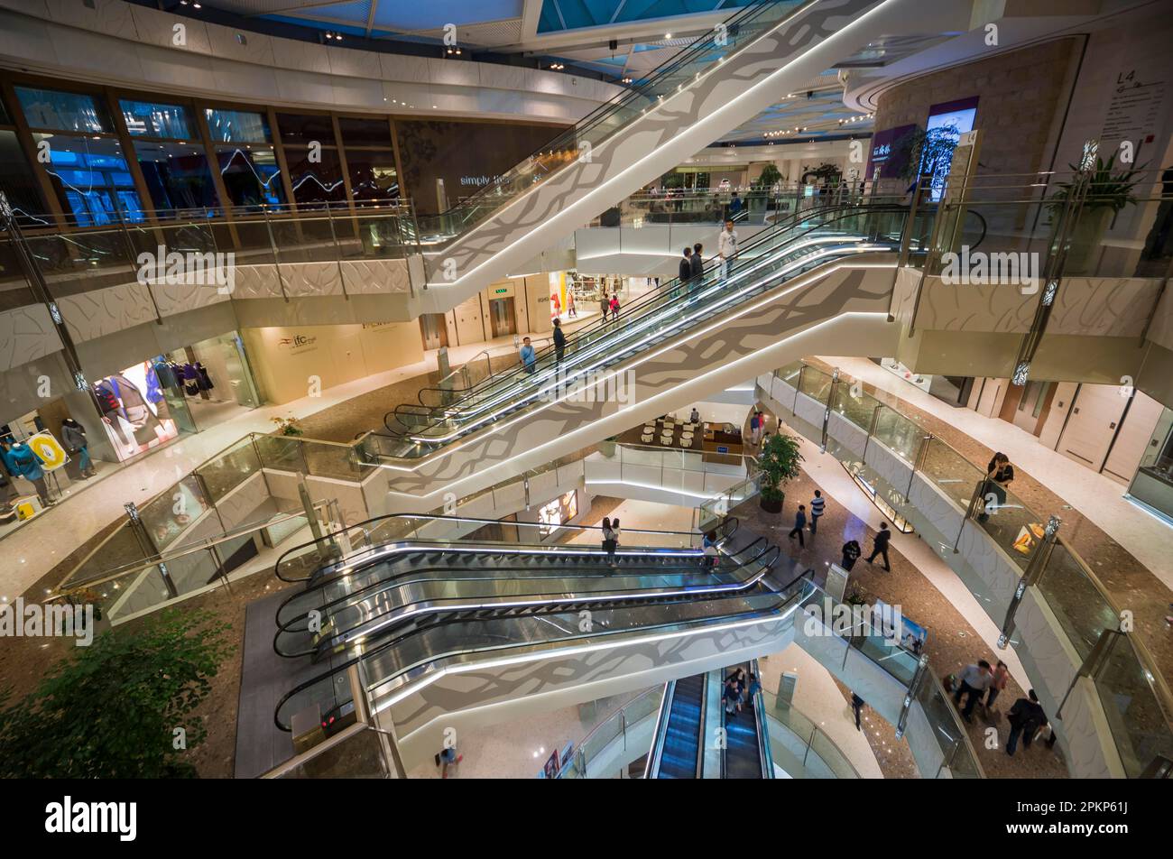Escalators in the IFC Mall, Pudong, Shanghai, China, Asia Stock Photo ...