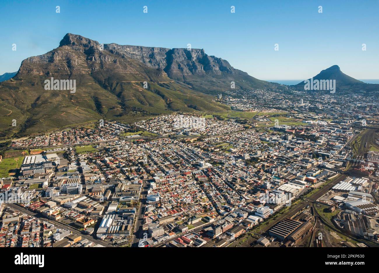 Aerial view, Devil's Peak, Table Mountain and Lion's Head, Cape Town ...