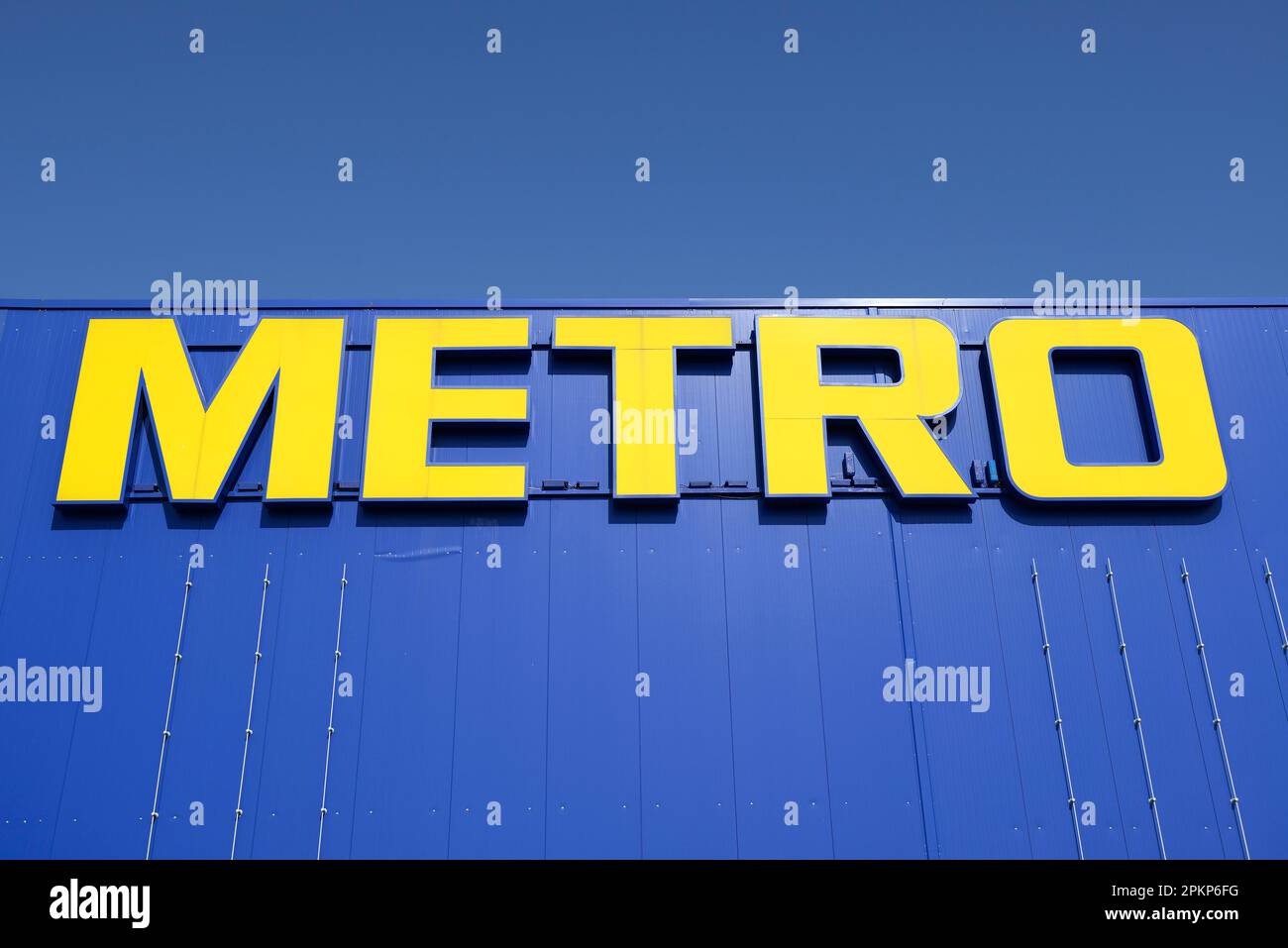 Lettering of Metro AG, öffentlicherGrund, Europe's largest retail group ...