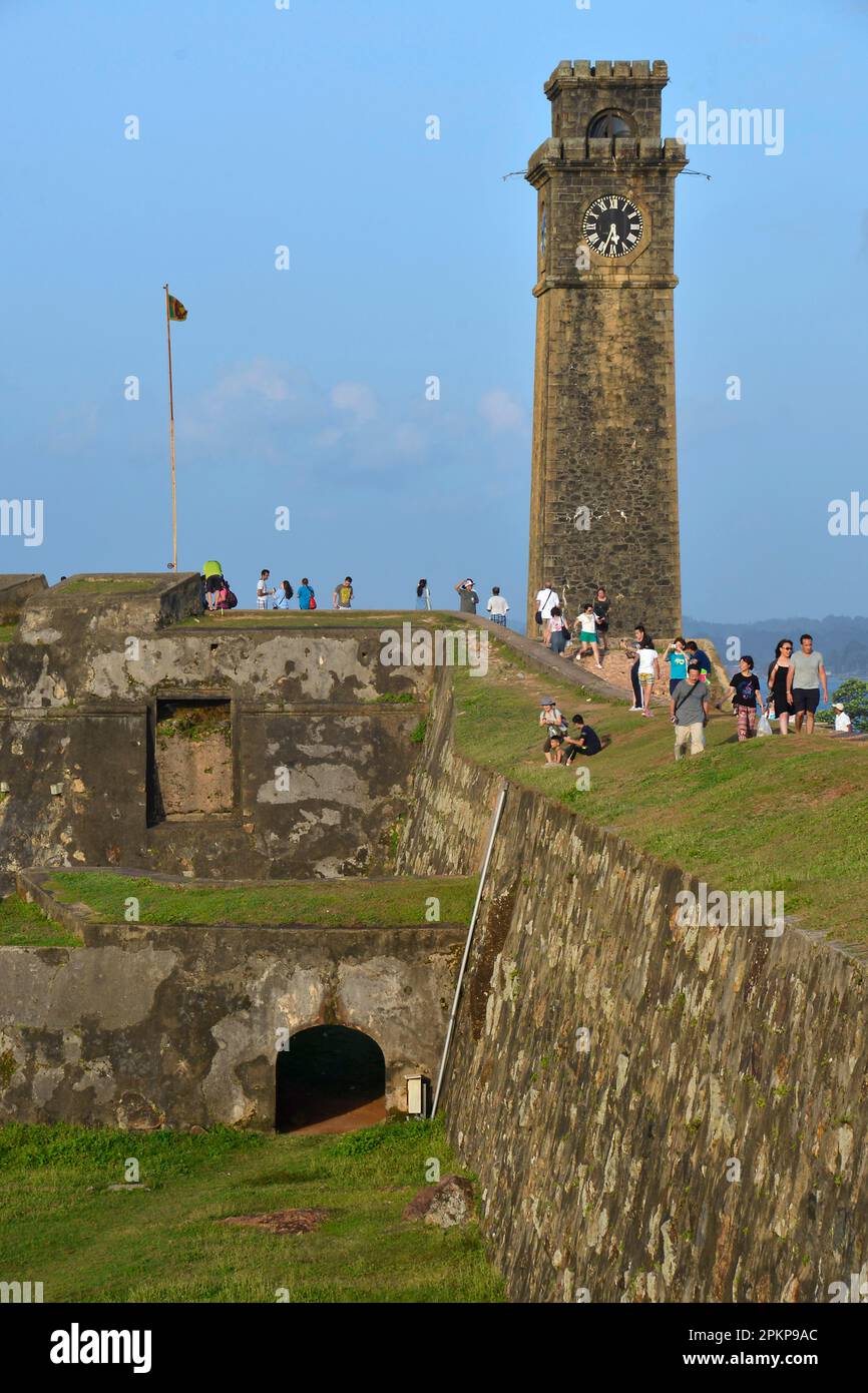 Clock tower, fortress wall, fort, Galle, Sri Lanka, Asia Stock Photo ...