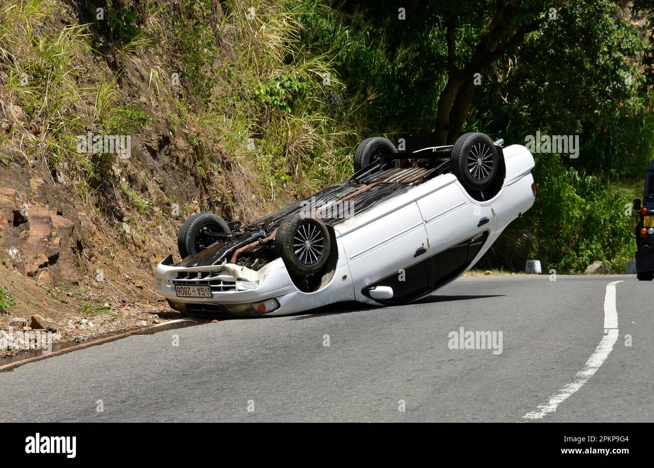 Car accident, mountain road, Ella, Sri Lanka, Asia Stock Photo - Alamy