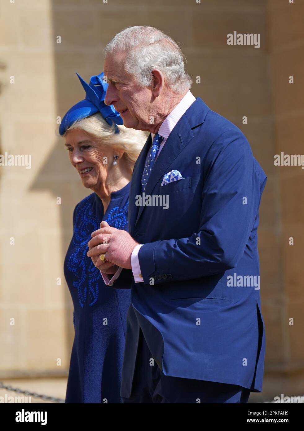 King Charles III and the Queen Consort attending the Easter Mattins ...