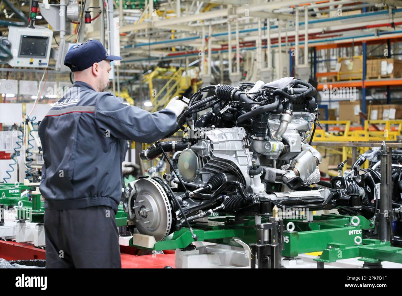 April 06.2023. Russia. Moscow. Car assembly on the production line of ...