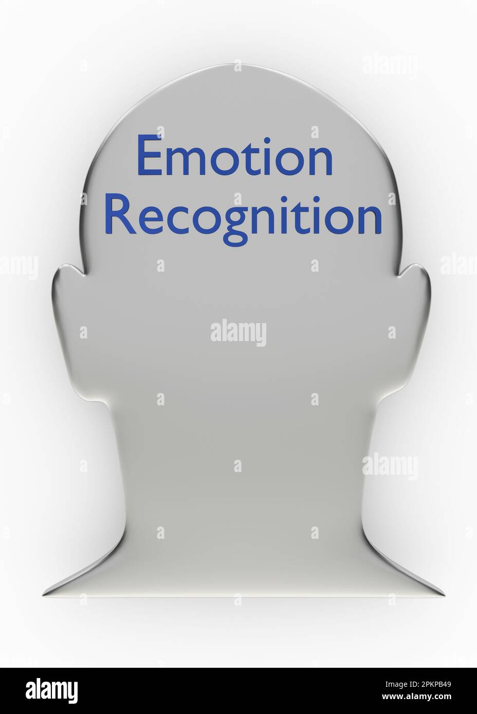 3D illustration of a gray head silhouette titled as Emotion Recognition ...