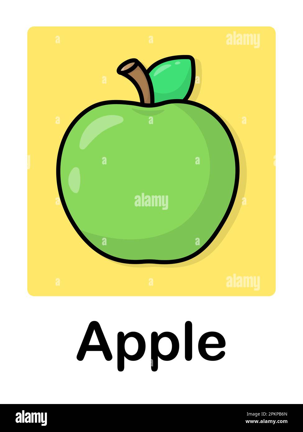 Card with the image of a green apple and lettering Stock Vector Image ...