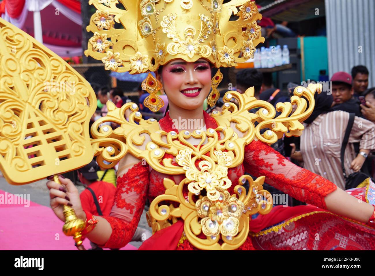 The participant in Biro Fashion Carnival. This is one of the Indonesian costume carnivals Stock ...