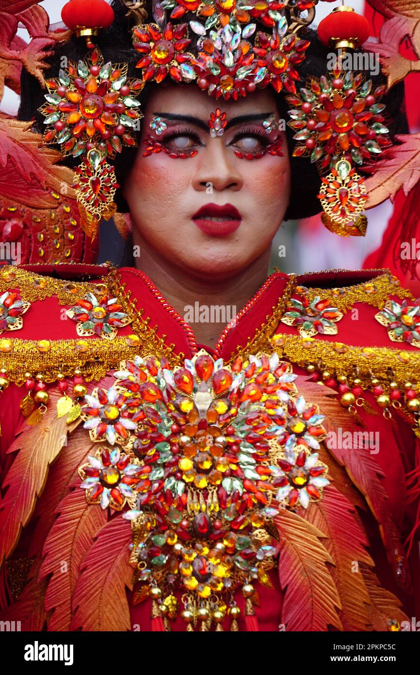 The participant in Biro Fashion Carnival. This is one of the Indonesian costume carnivals Stock ...