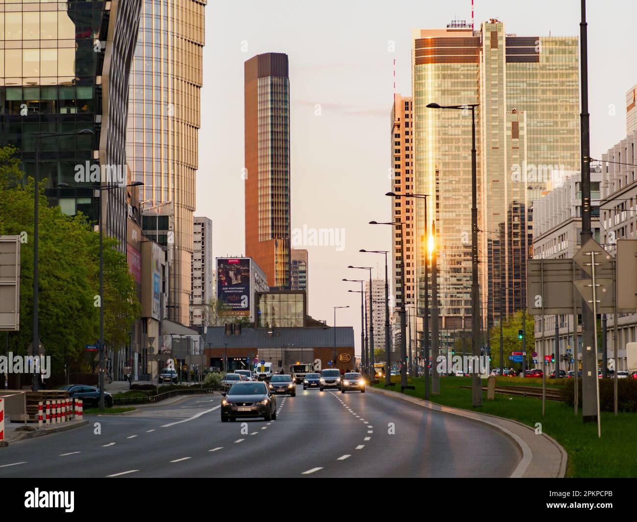 Warsaw, Poland - April 2022: Modern skyscrapers in Warsaw during sunset ...