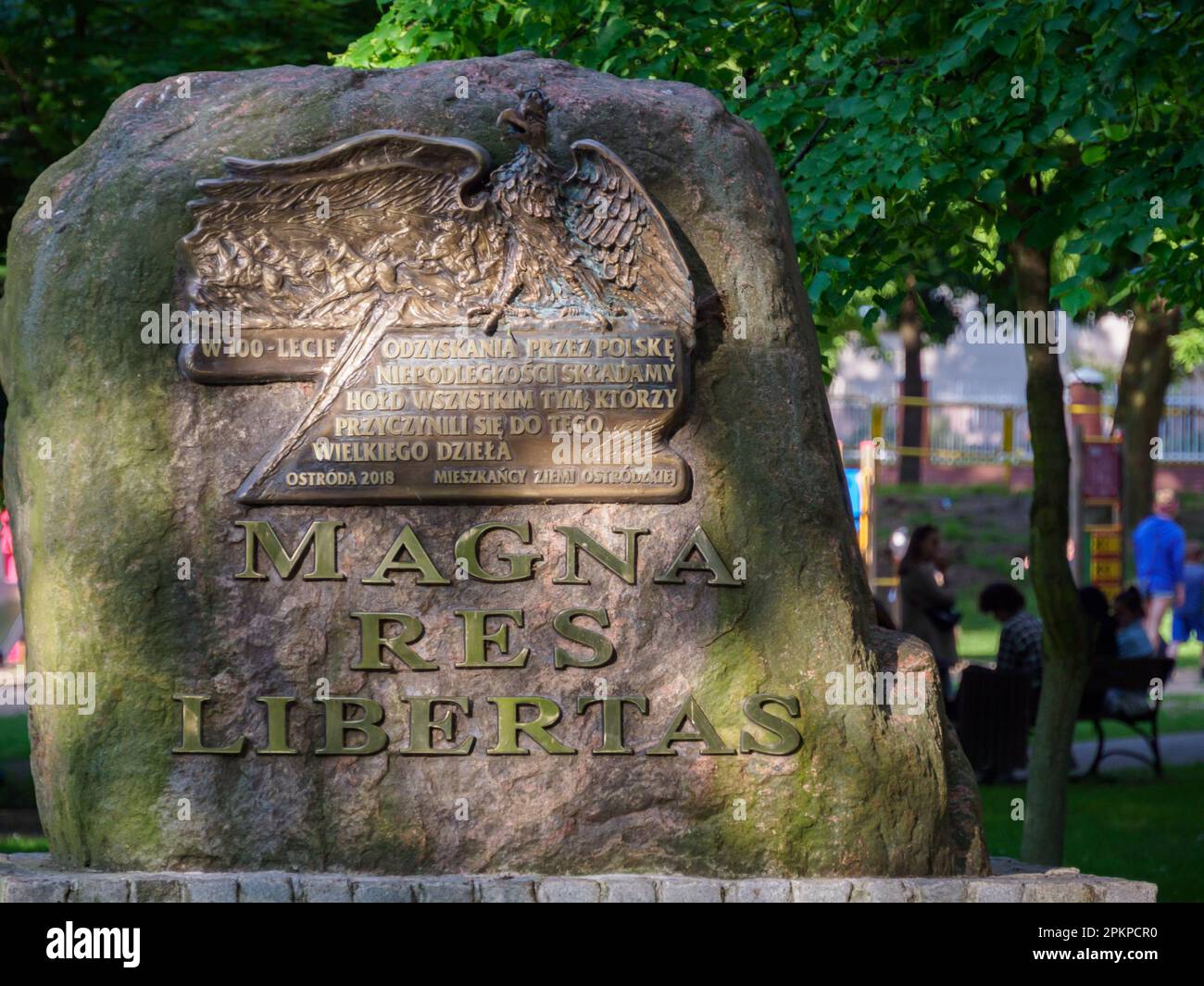 Ostróda, Poland - June 2022: Monument erected by the inhabitants of ...