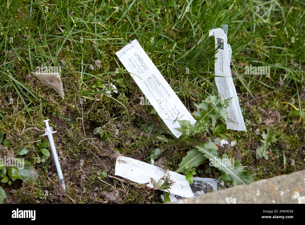 used needles syringes and drug paraphernalia discarded in public park ...