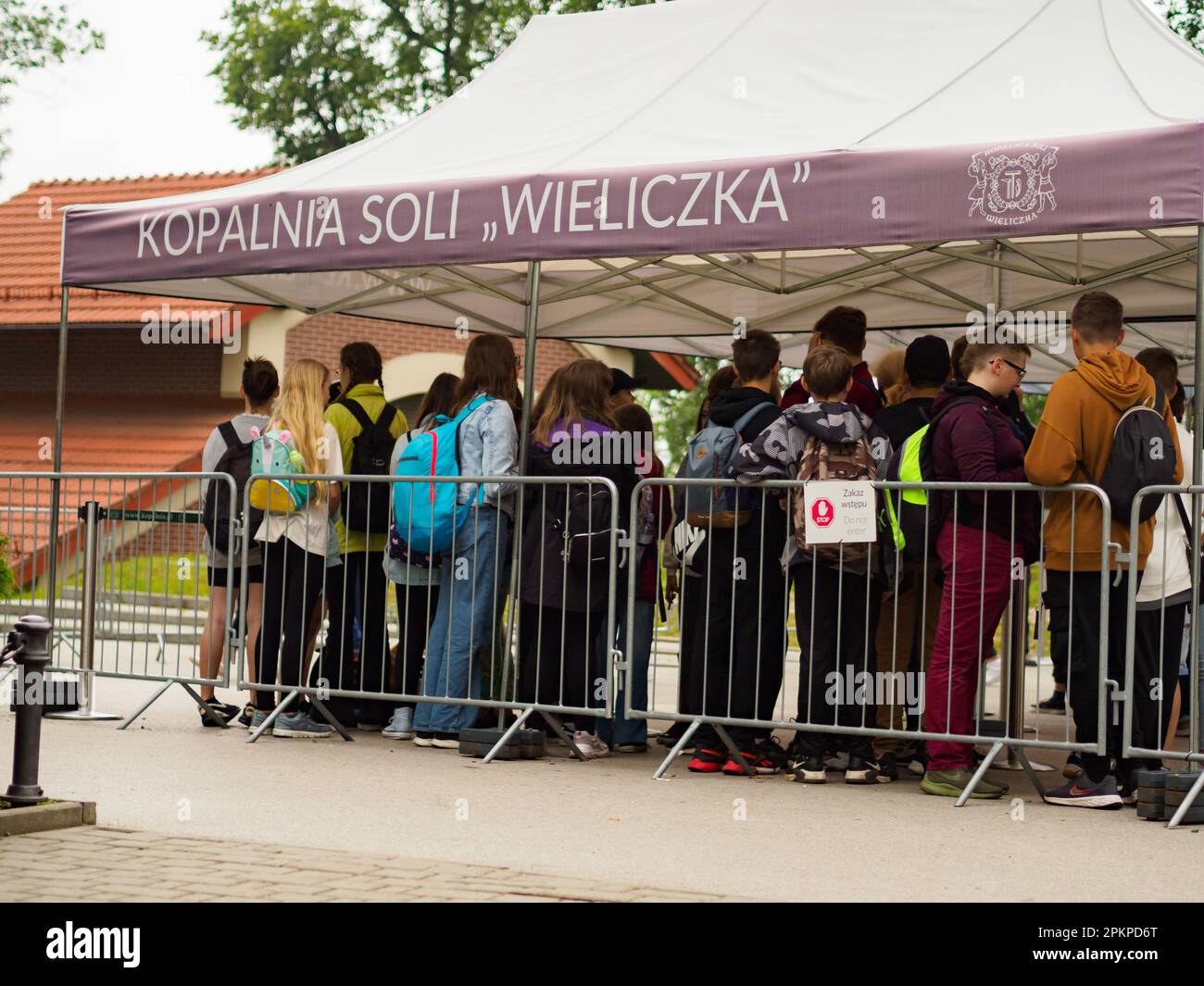 Wieliczka, Poland - June 2022: Queue of people to enter the salt mine ...